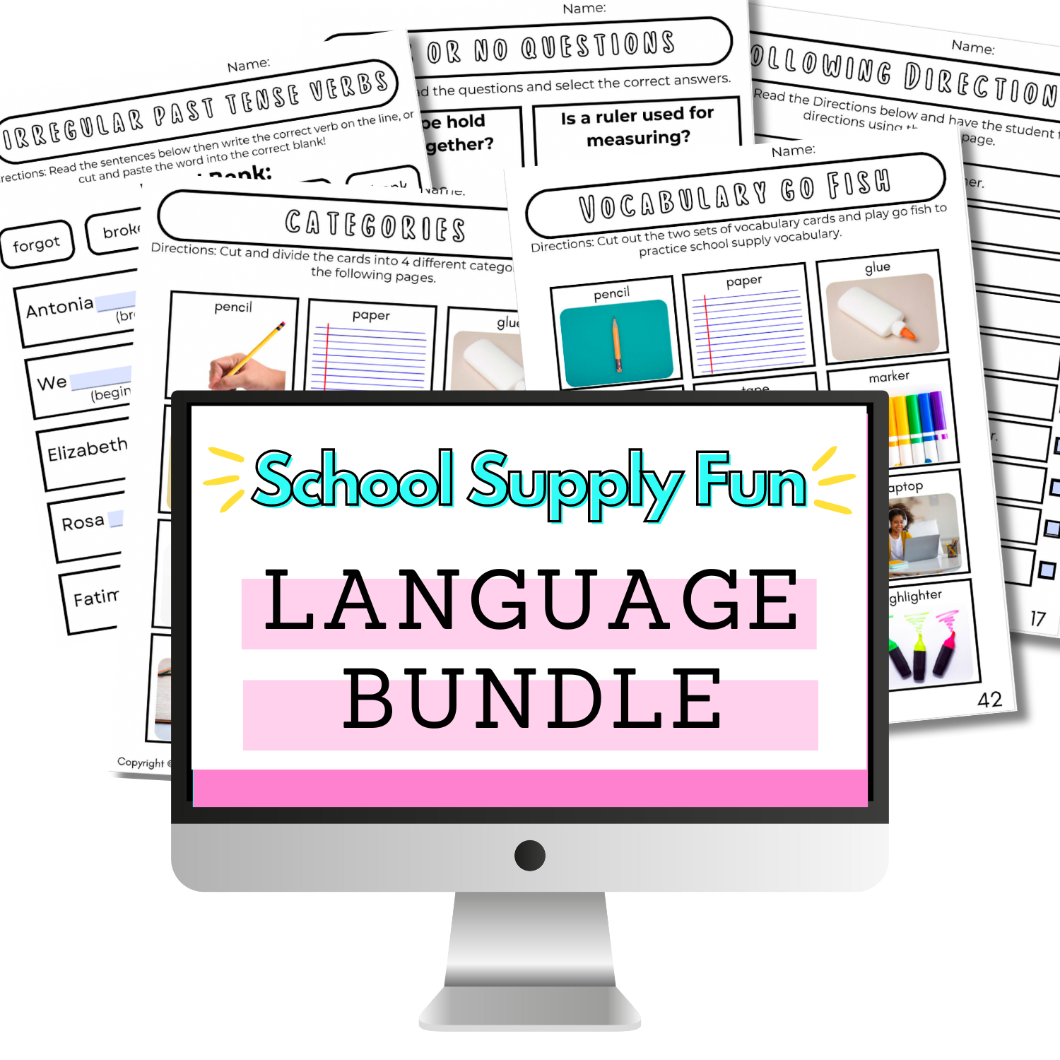 School Supply Fun Language Bundle – Speech Therapy Store
