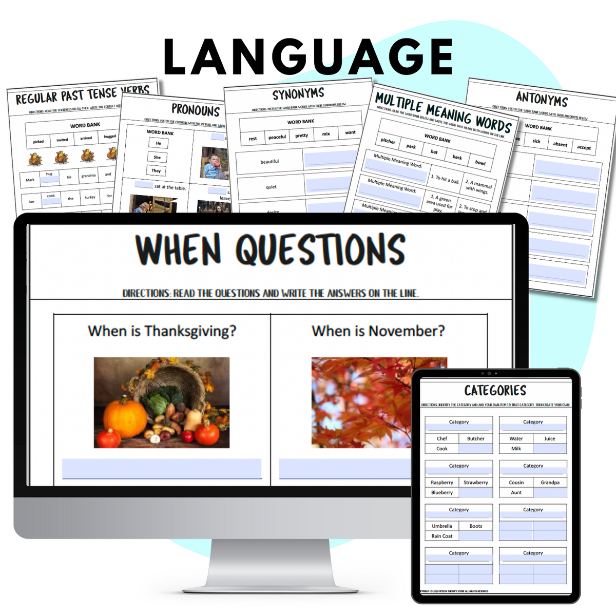 Thanksgiving Bundle – Speech Therapy Store