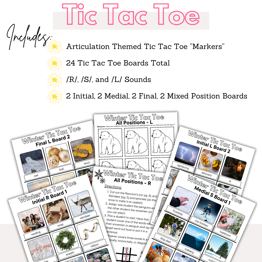 Fun Winter Snow Themed Speech Therapy Games Easy Worksheets – Speech ...