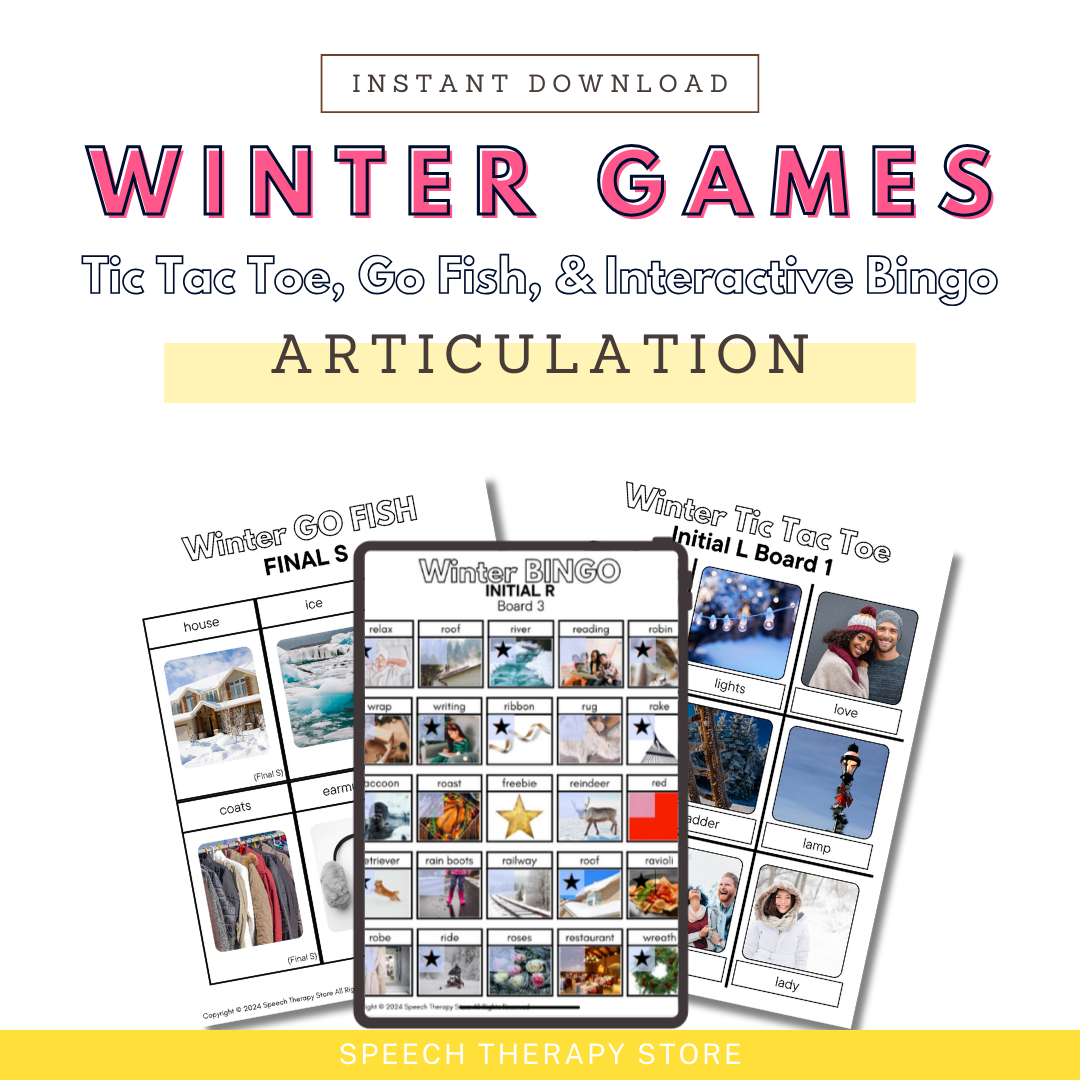 Fun Winter Snow Themed Speech Therapy Games Easy Worksheets – Speech ...