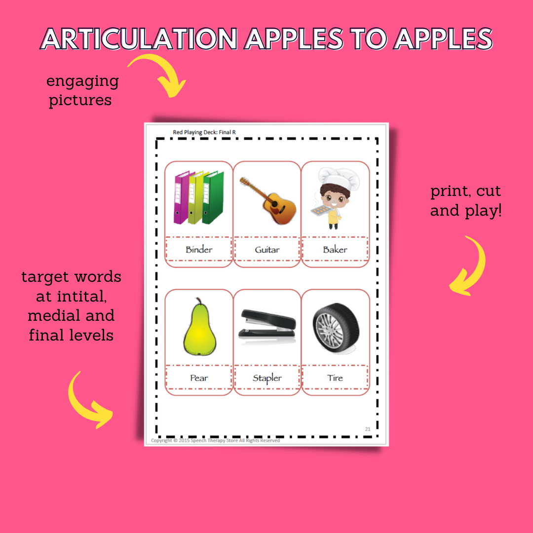 Articulation Apple to Apple Game – Speech Therapy Store