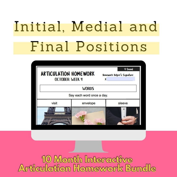 10 Month Articulation Homework – Speech Therapy Store