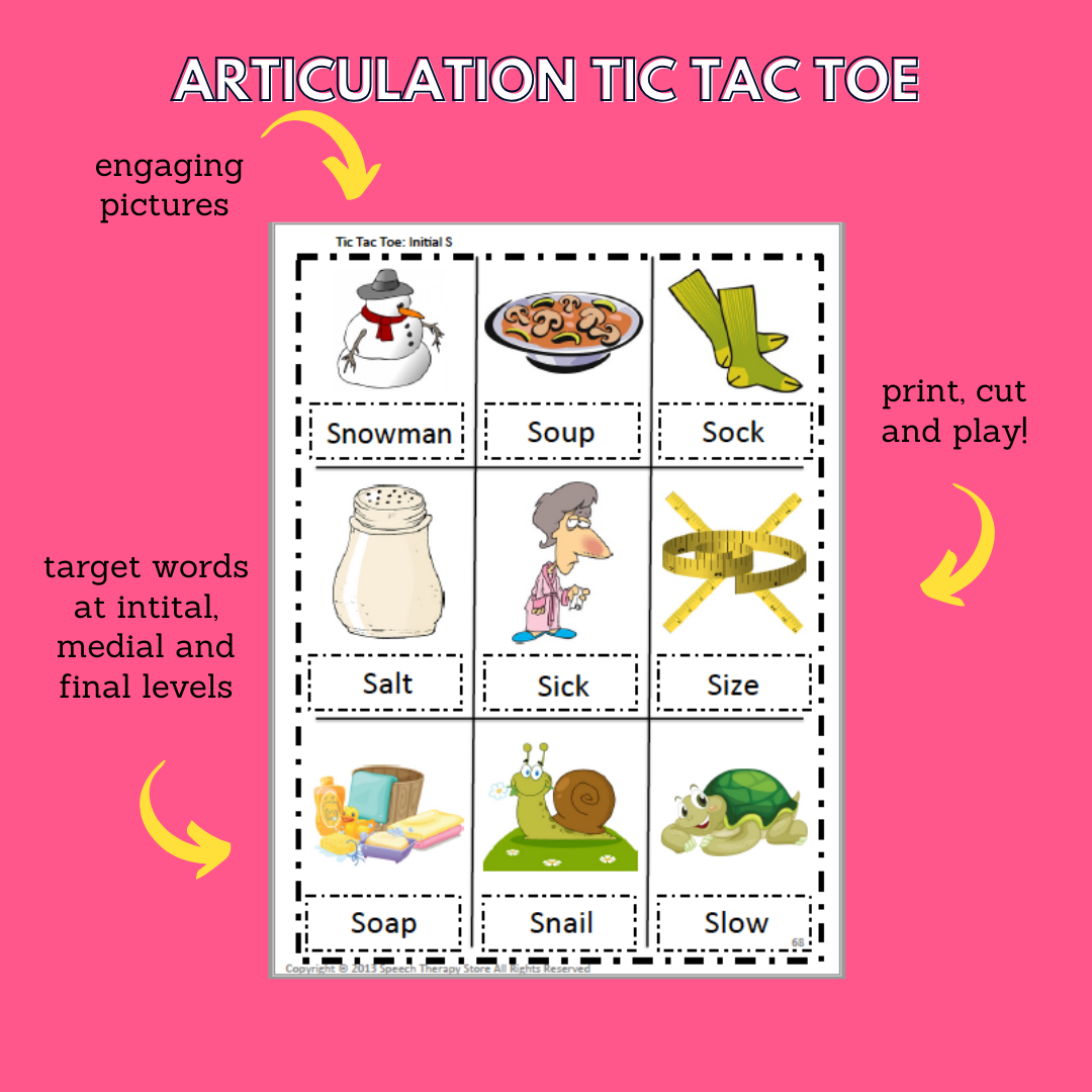 Articulation "Tic Tac Toe" ALL SOUNDS – Speech Therapy Store