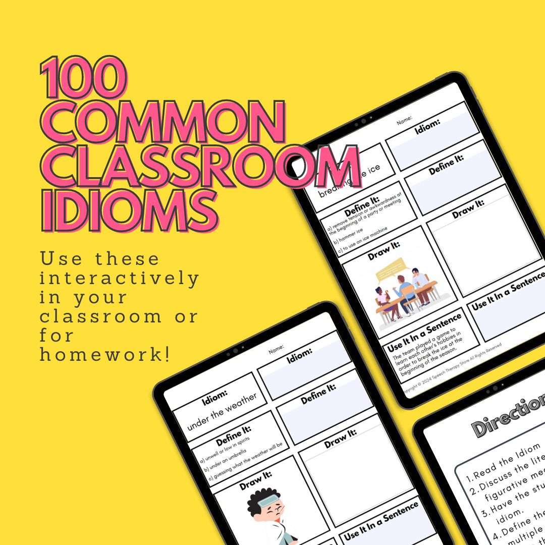 100 Common Classroom Idioms – Speech Therapy Store
