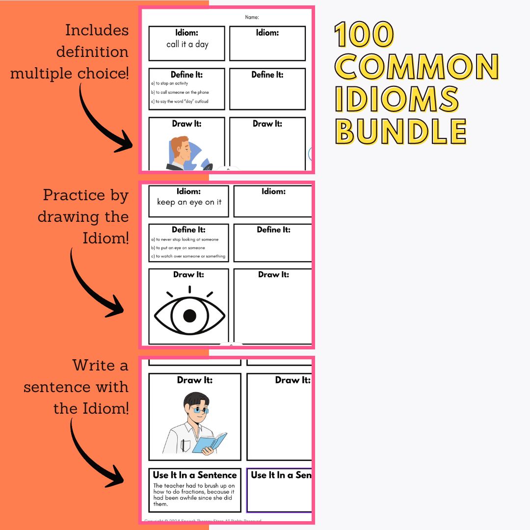 100 Common Classroom Idioms – Speech Therapy Store
