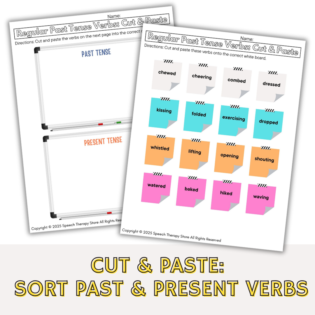 Regular Past Tense Verbs Bundle Speech Therapy – Speech Therapy Store