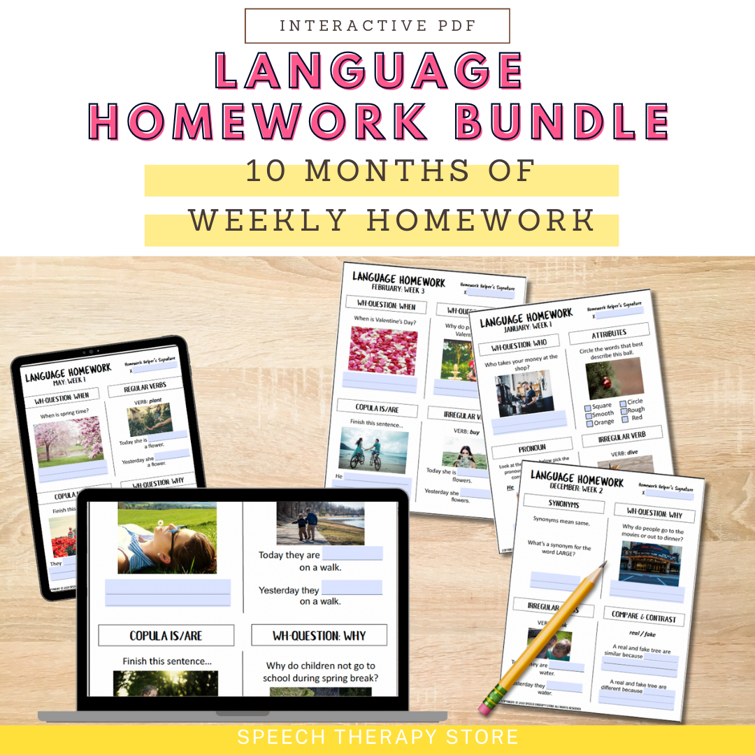 10 Month Language Homework – Speech Therapy Store