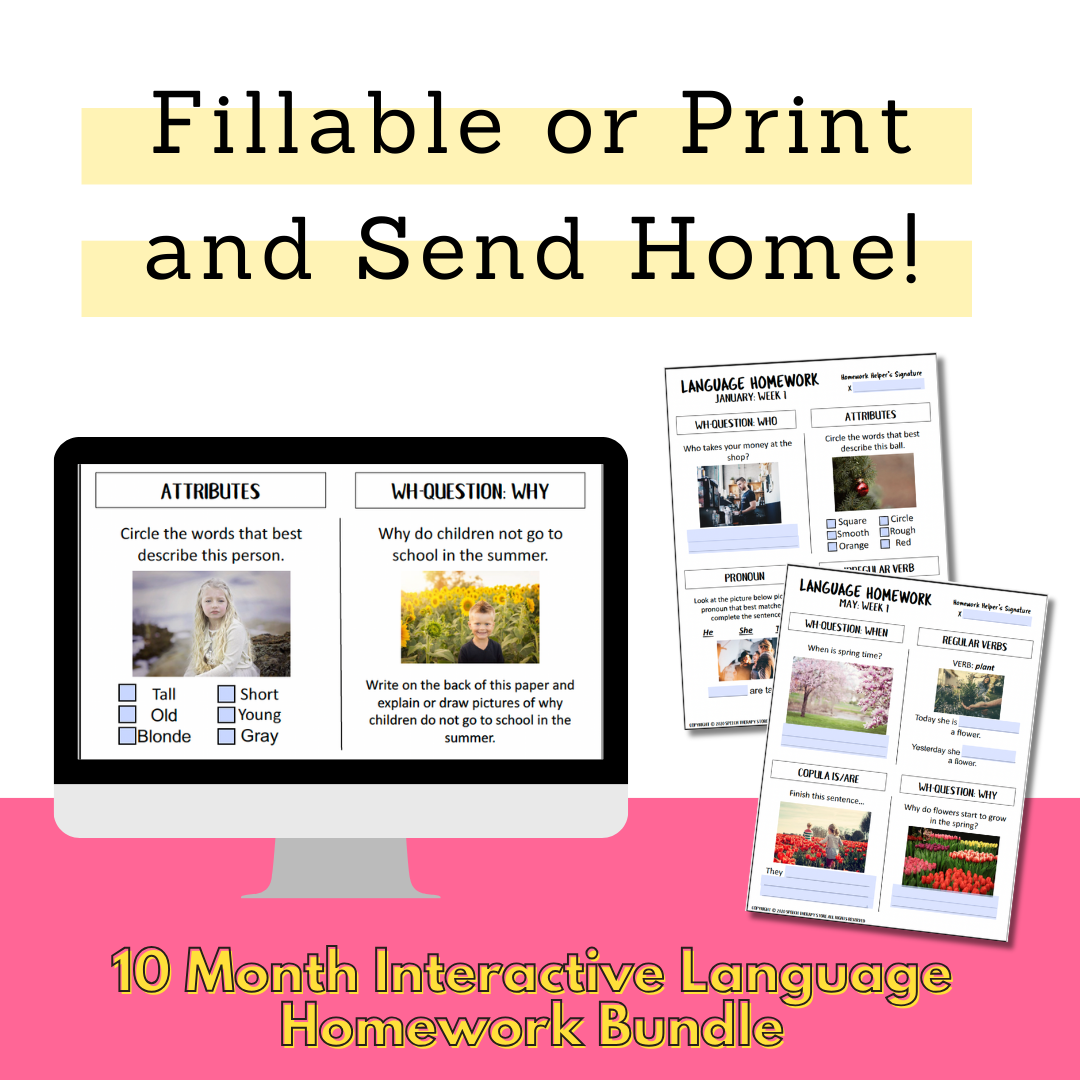 10 Month Language Homework – Speech Therapy Store