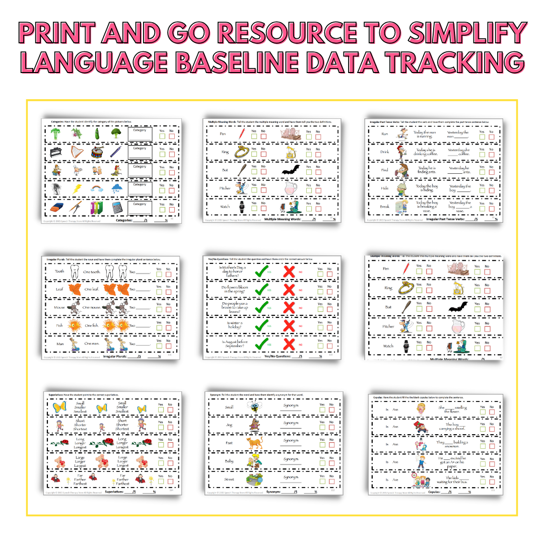 Language and Articulation Baseline Data Bundled – Speech Therapy Store