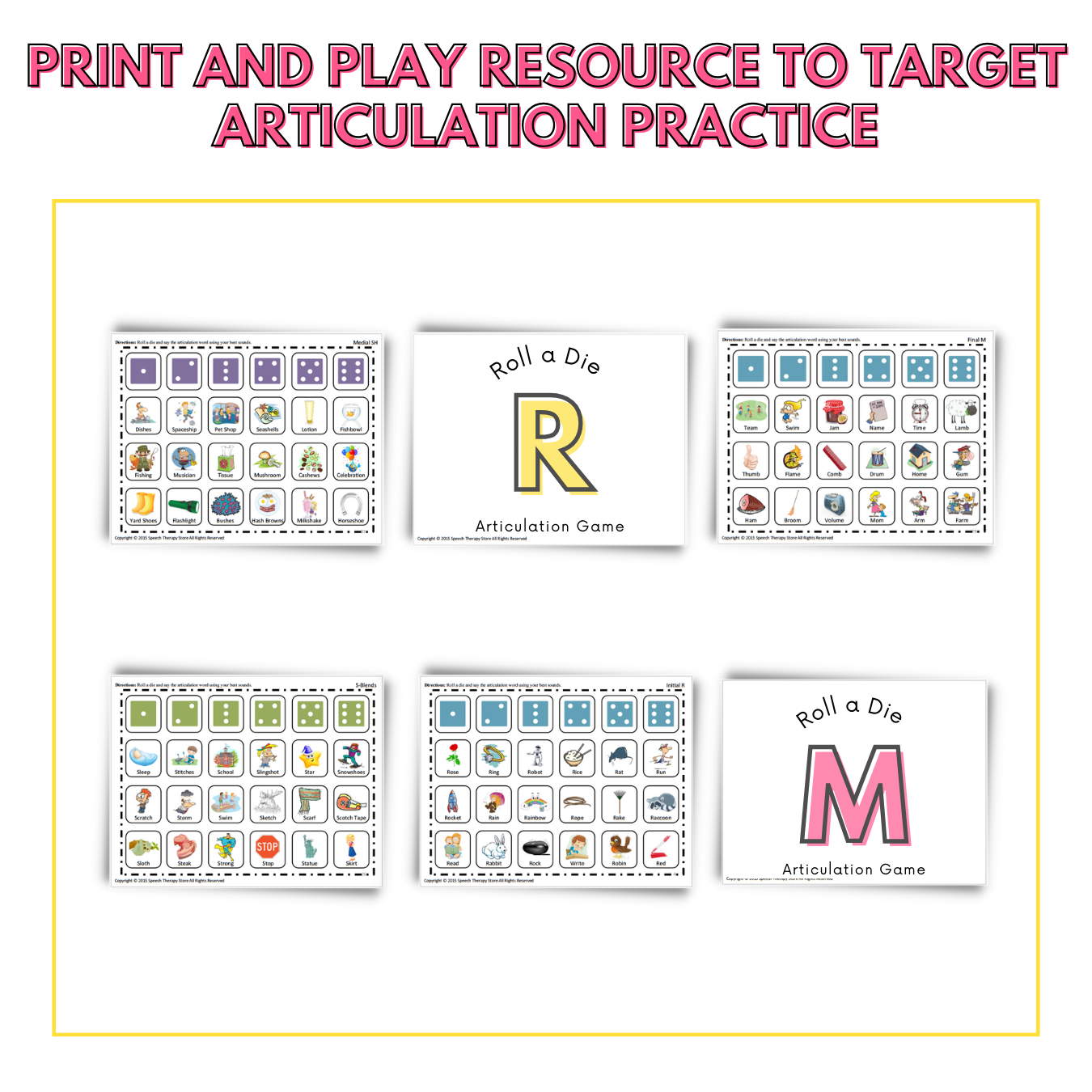 Articulation Roll a Die – Speech Therapy Store