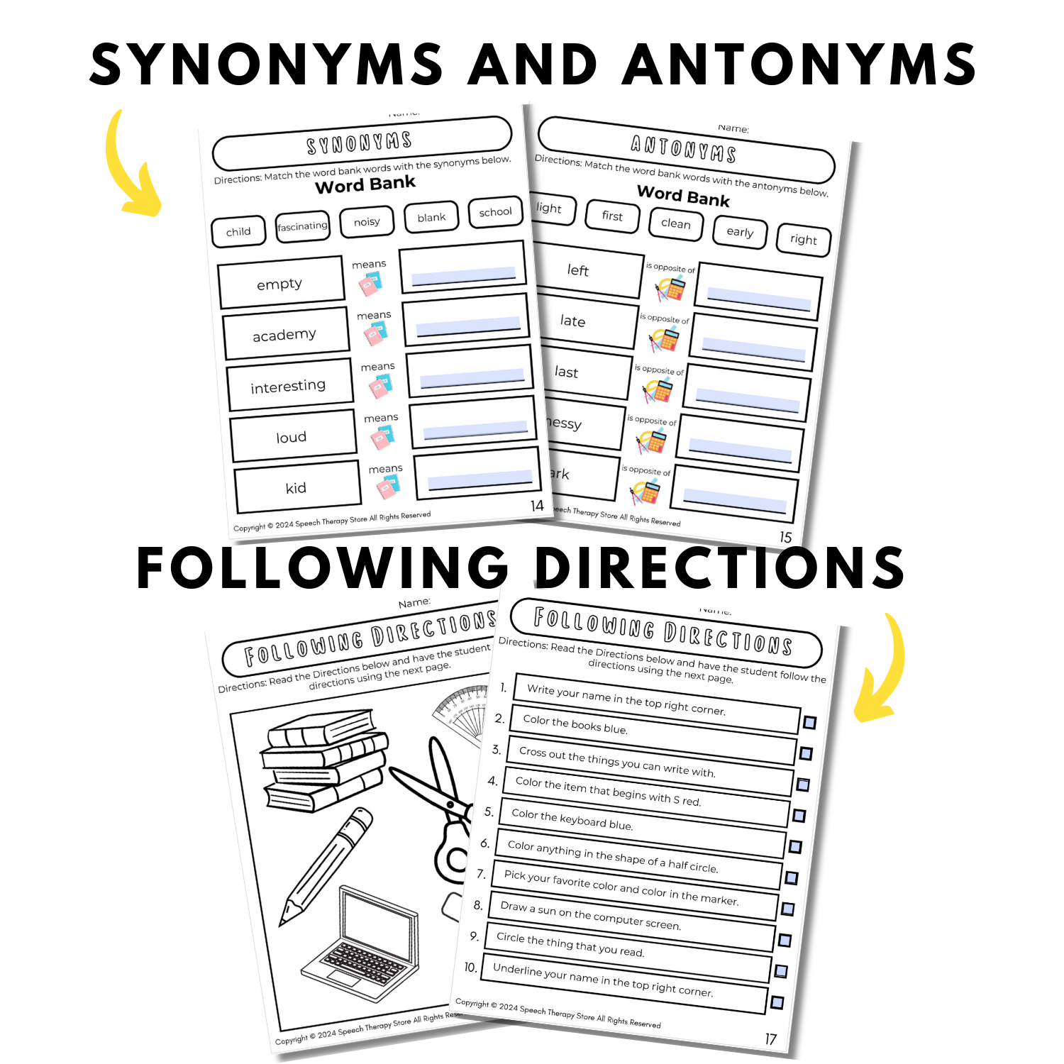 School Supply Fun Language Bundle – Speech Therapy Store