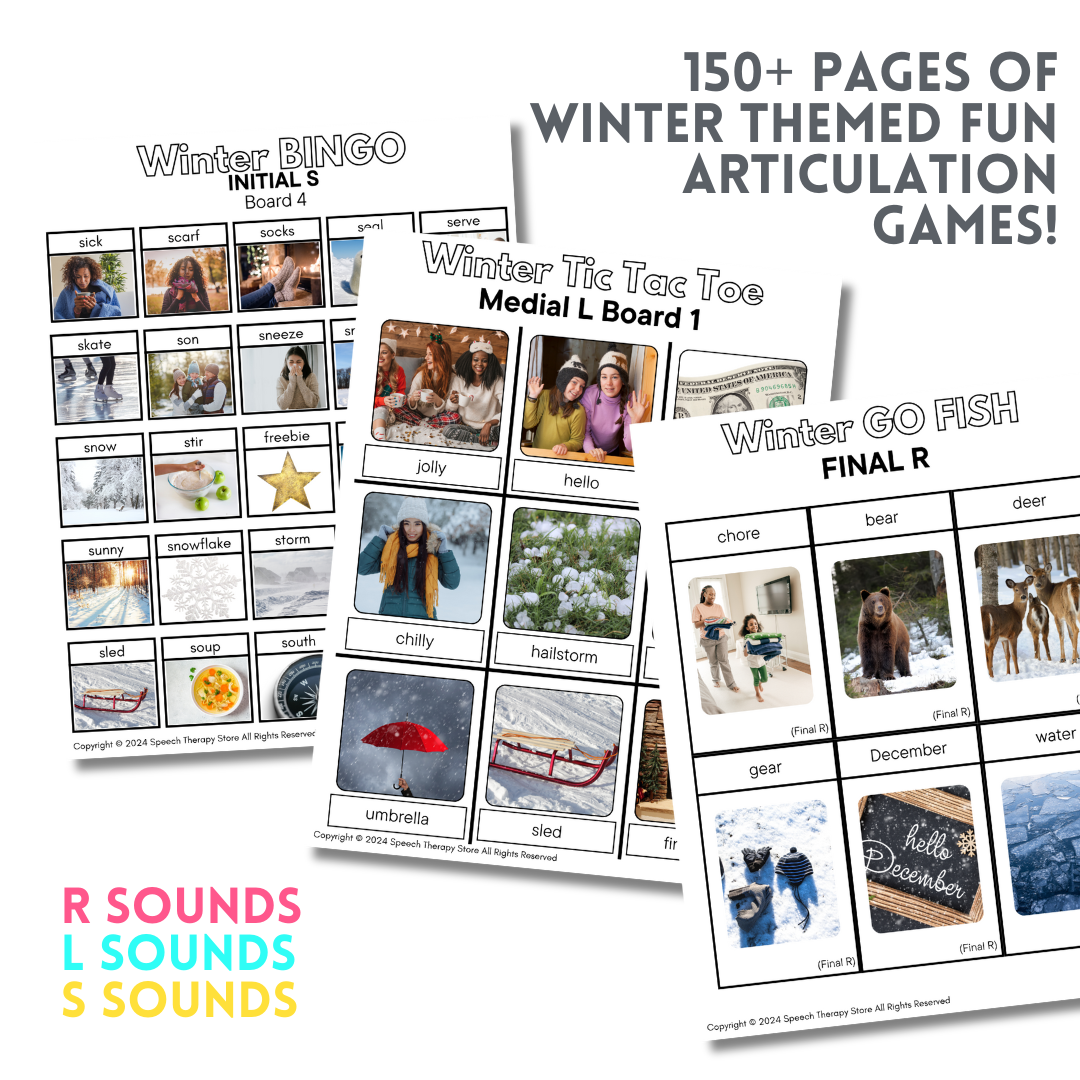 Fun Winter Snow Themed Speech Therapy Games Easy Worksheets – Speech ...